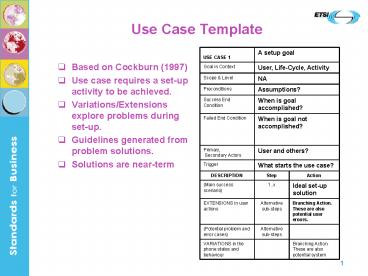 PPT – Use Case Template PowerPoint presentation | free to view - id ...