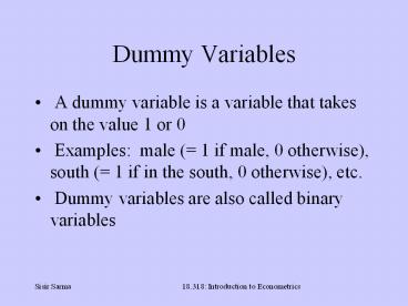 Dummy Variables presentation | free to view