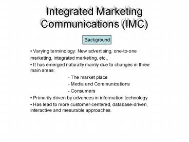 Integrated Marketing Communications (IMC) presentation | free to view