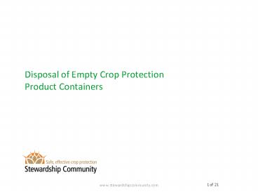Disposal of Empty Crop Protection Product Containers presentation ...