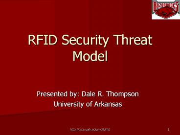 PPT – RFID Security Threat Model PowerPoint presentation | free to ...