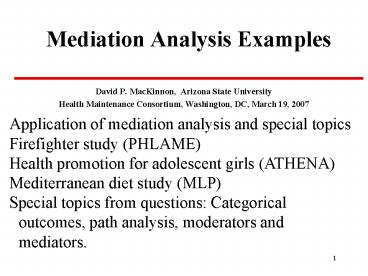 Mediation Analysis Examples presentation | free to view