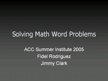 Solving Math Word Problems presentation | free to download