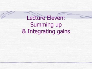 PPT – Lecture Eleven: Summing up PowerPoint presentation | free to view ...