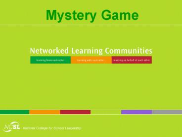 Mystery Game presentation | free to view