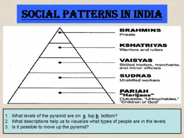 Social Patterns in India presentation | free to view