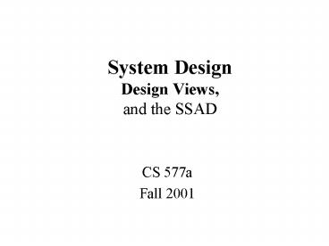 System Design Design Views, and the SSAD presentation | free to view