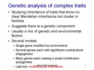 Genetic analysis of complex traits presentation | free to view
