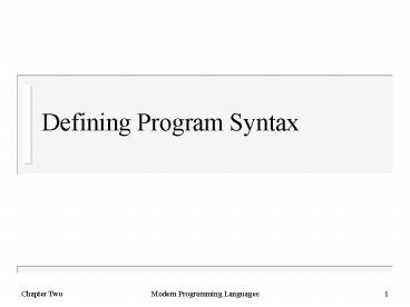 Defining Program Syntax presentation | free to view