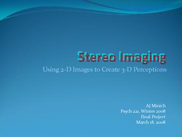 PPT – Stereo Imaging PowerPoint presentation | free to view - id ...