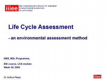 Life Cycle Assessment presentation | free to view