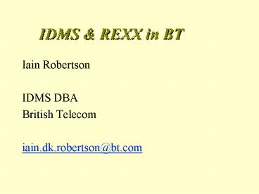 IDMS presentation | free to view