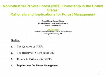 Nonindustrial Private Forest NIPF Ownership in the United States ...