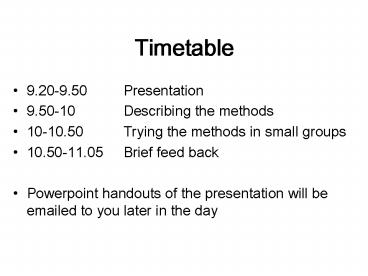 PPT – Timetable PowerPoint presentation | free to view - id: 148b59-YTA2M