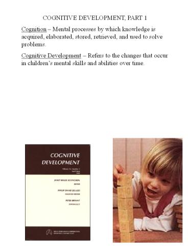 PPT – COGNITIVE DEVELOPMENT, PART 1 PowerPoint presentation | free to ...