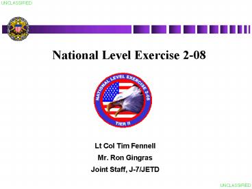 National Level Exercise 208 presentation | free to view