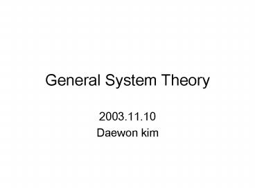 General System Theory presentation | free to view