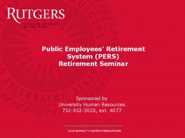 Public Employees Retirement System PERS Retirement Seminar presentation ...