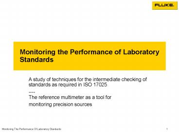 Monitoring the Performance of Laboratory Standards presentation | free ...