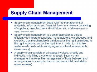 PPT – Supply Chain Management PowerPoint presentation | free to view ...