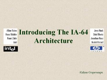 PPT – Introducing The IA64 Architecture PowerPoint presentation | free ...