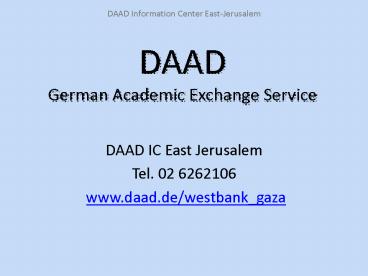 DAAD German Academic Exchange Service presentation | free to view