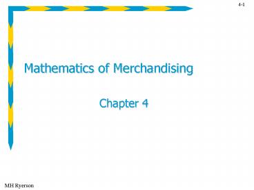 Mathematics of Merchandising presentation | free to view