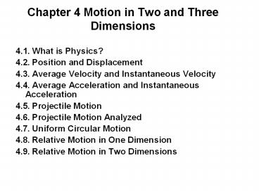 Chapter 4 Motion in Two and Three Dimensions presentation | free to ...