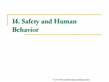 14' Safety and Human Behavior presentation | free to download