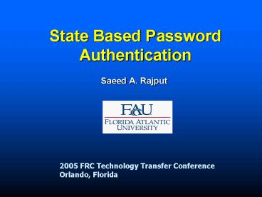 State Based Password Authentication presentation | free to view