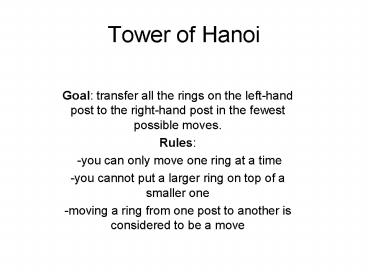 PPT – Tower of Hanoi PowerPoint presentation | free to view - id ...