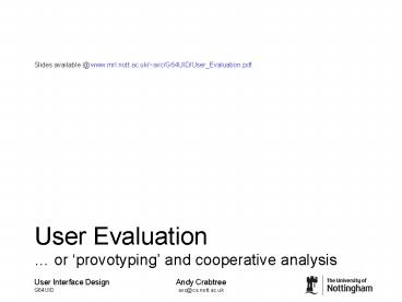 User Interface Design presentation | free to view