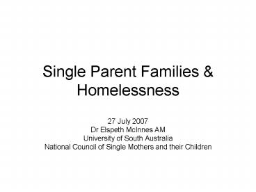 Single Parent Families presentation | free to view