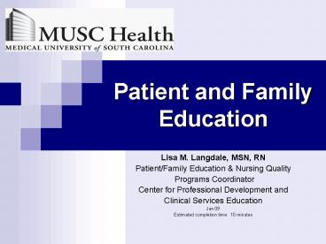 Patient and Family Education presentation | free to view