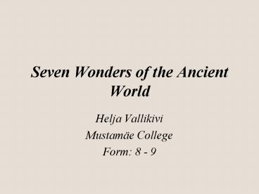 PPT – Seven Wonders of the Ancient World PowerPoint presentation | free ...