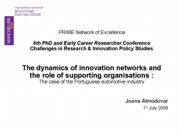 PRIME Network of Excellence 6th PhD and Early Career Researcher ...