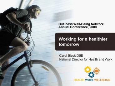 PPT – Working for a healthier tomorrow PowerPoint presentation | free ...