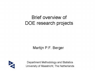 Brief overview of DOE research projects presentation | free to view