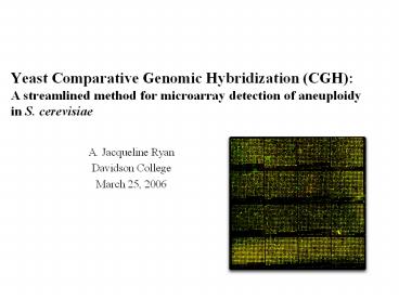 PPT – Yeast Comparative Genomic Hybridization (CGH): A streamlined ...