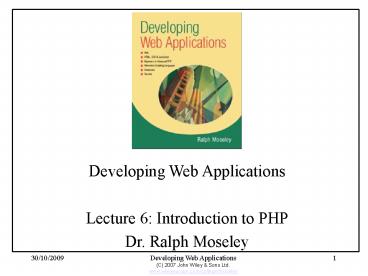PPT – Developing Web Applications PowerPoint presentation | free to ...
