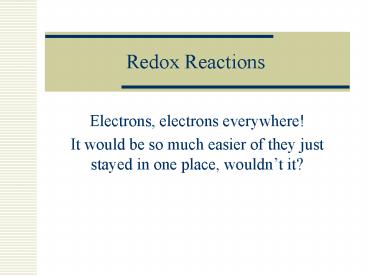 Redox Reactions presentation | free to view