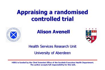 PPT – Appraising a randomised controlled trial PowerPoint presentation ...
