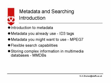 Introduction to metadata presentation | free to view