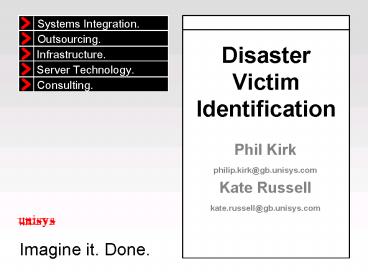 Disaster Victim Identification presentation | free to view