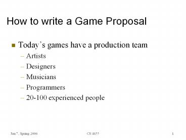 How to write a Game Proposal presentation | free to download