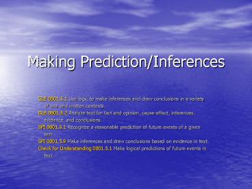 Making PredictionInferences presentation | free to download