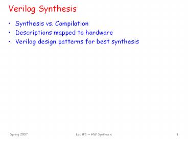 Synthesis vs. Compilation presentation | free to view