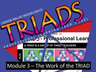 Module 3 The Work of the TRIAD presentation | free to view