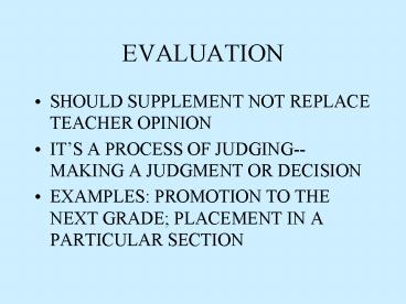 EVALUATION presentation | free to view