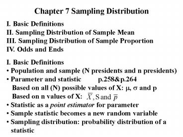 Chapter 7 Sampling Distribution presentation | free to view